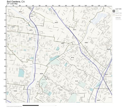 ZIP Code Wall Map of Bell Gardens, CA ZIP Code Map Not Laminated ...