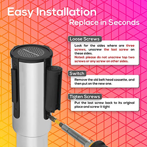 Snapklik.com : Replacement Stanchions Belt Head Cassette - 6.5 Feet Red ...