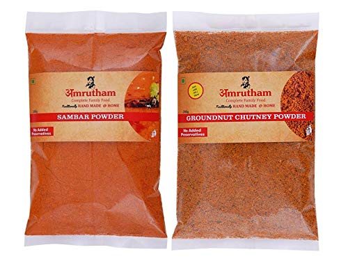Amrutham Masala Combo (Sambar Powder 200g and Groundnut Chutney Powder ...