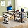 Amazon.com: LITTLE TREE L-Shape Computer Desk with Shelves for Home ...