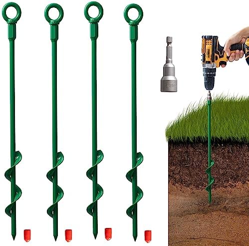 Amazon.com : VASGOR 12” Ground Anchors (4pcs) Easy to Use with Drill ...