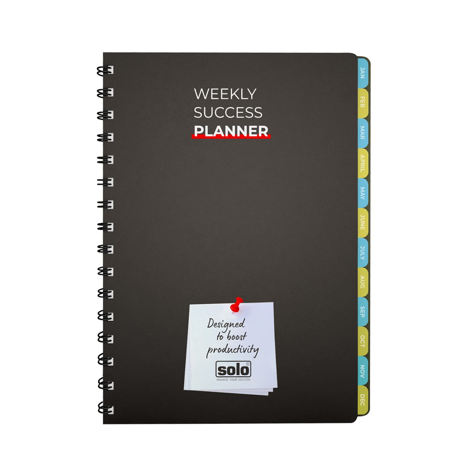 SOLO A5 Weekly Success Planner Diary, Hard Back Cover Journal for 53 ...