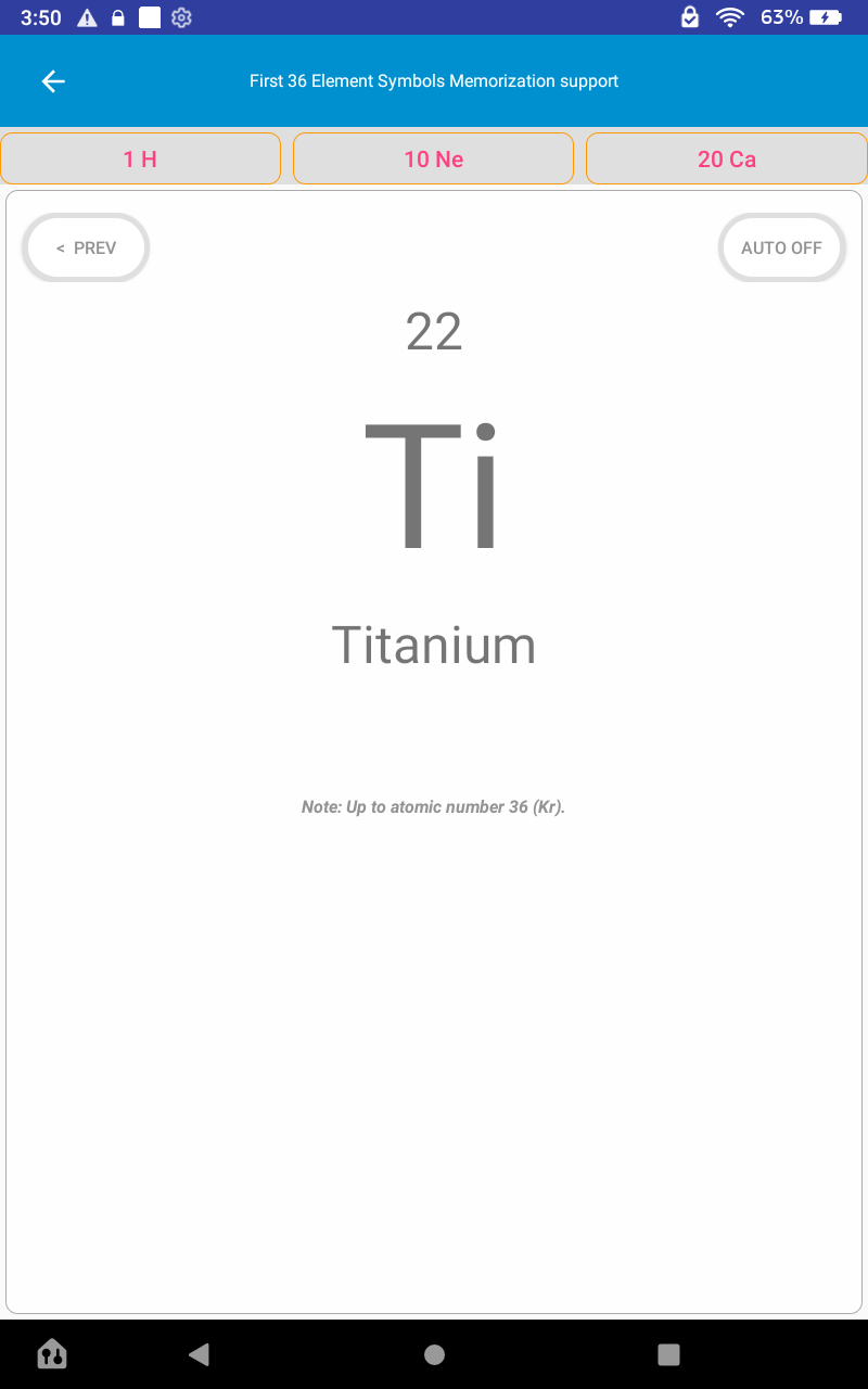First 36 Element Symbols Memorization support - App on Amazon Appstore