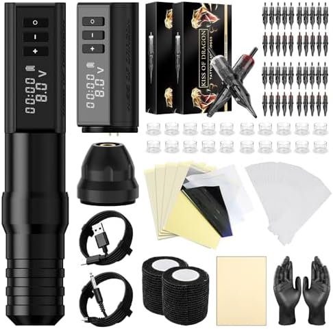 Amazon.com: Wireless Tattoo Machine Pen Kit Complete Rotary Tattoo Gun ...