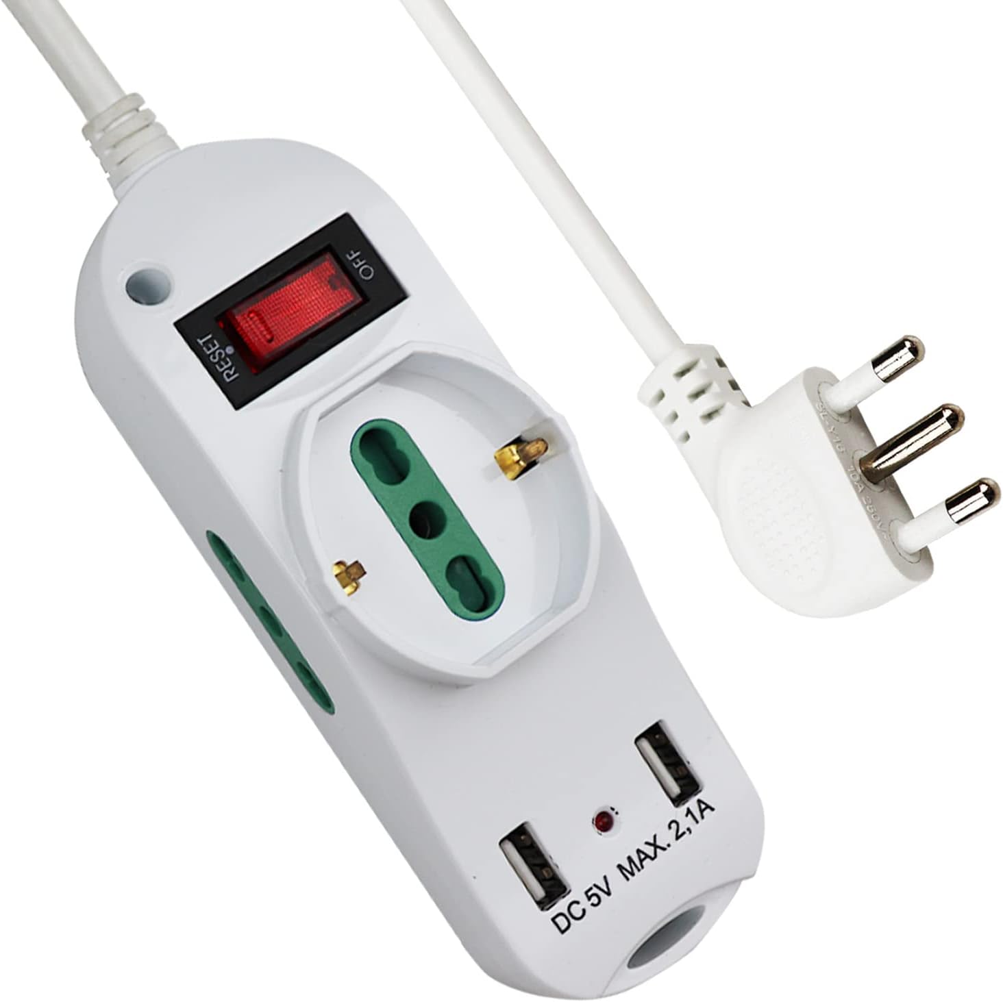 Extrastar Multipresa con 1 Polivalenti e 2 Bivalenti 10/16A,2 Porte USB ...