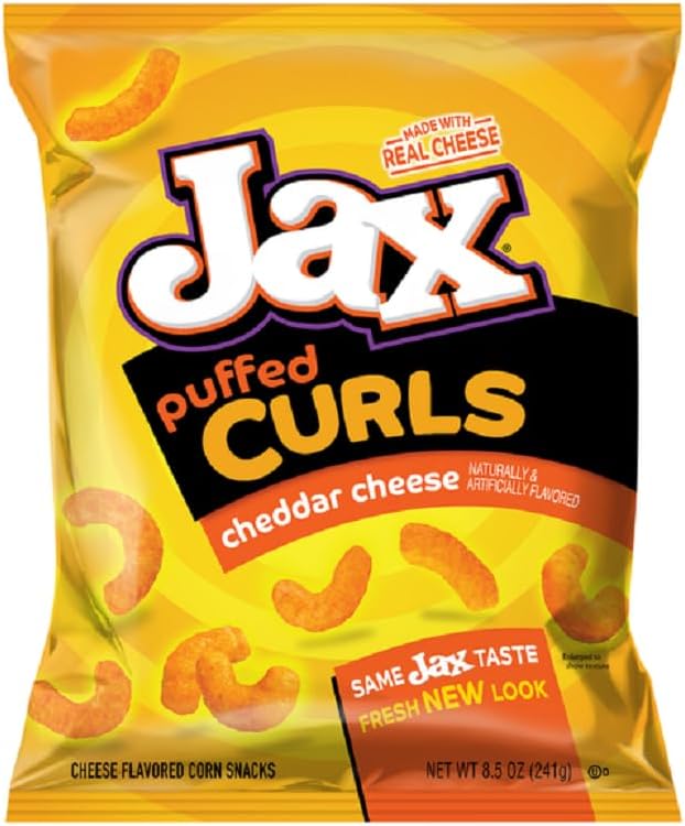 Amazon.com: Bachman Jax Cheddar Cheese Puffed Curls 8.5 Oz Bags (4 Bags)
