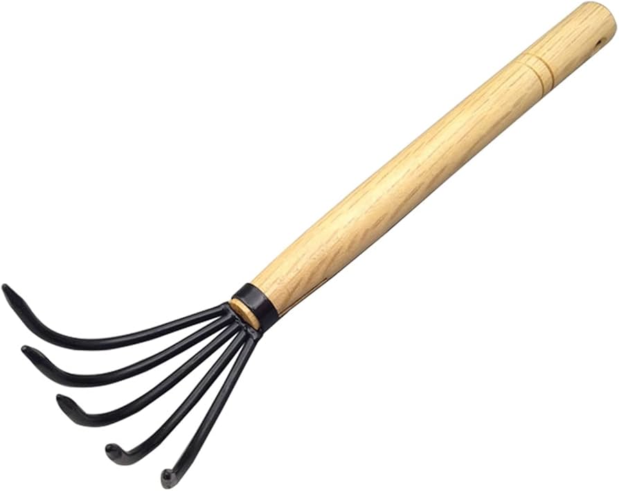 Vine Wooden Rake Stainless Steel Plant Rake Shovel Soil Raising