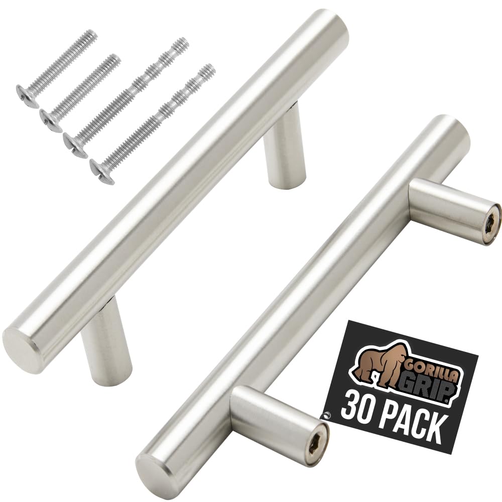 Gorilla Grip 30 Pack Durable 5" Long Nickel Stainless Steel Cabinet and ...