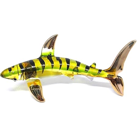 Amazon.com: Handmade Mini Glass Ocean Blue Shark Blown Glass Art Ocean ...