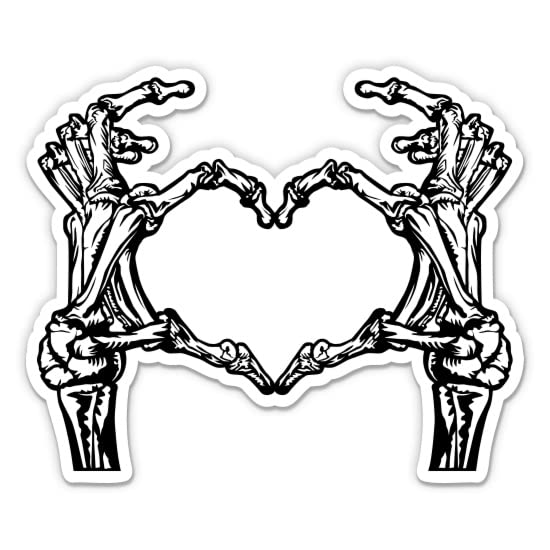 Amazon.com - Skeleton Heart Hands Stickers - 2 Pack of 3" Stickers ...