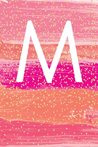 M: Monogram Letter M Notebook Pretty Blush Pink & Gold Cute Glitter ...