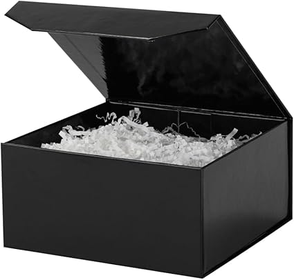 Amazon.com: PACKGILO 1 Pcs Small Black Gift Box 8x8x4 Inch Magnetic ...
