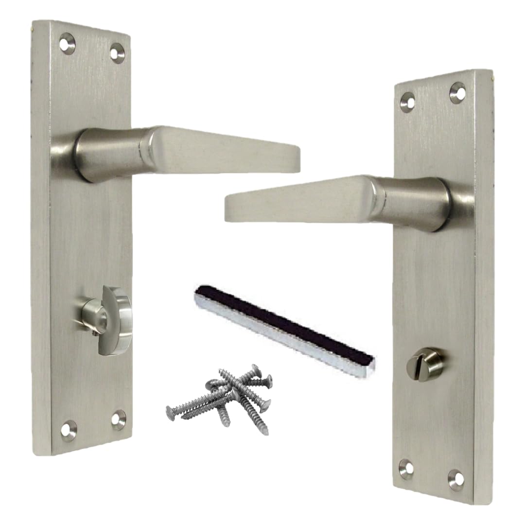 Victorian Straight Handle Bathroom WC Toilet Door Handles, Pair Satin ...
