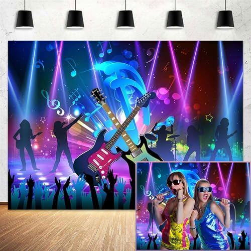 Amazon.com : Rock and Roll Party Decorations Karaoke Backdrop Music ...
