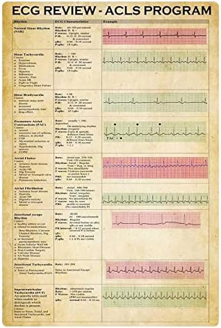 ECG Knowledge Metal Tin Signs ECG Review- Acls Program Poster ...