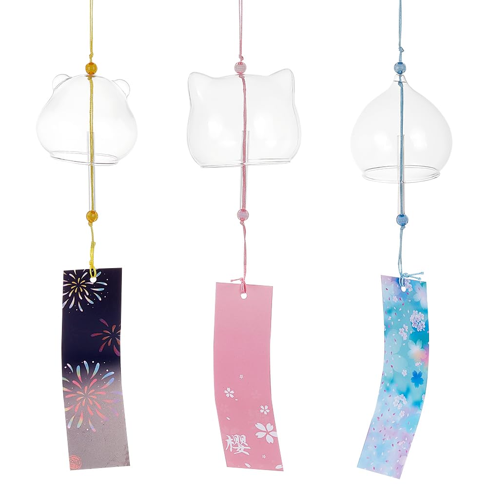 Amazon.com : BENECREAT 3PCS Japanese Glass Round Wind Chimes ...