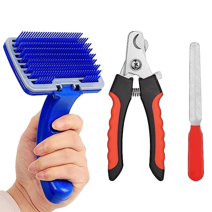 Pups&Pets Dog Grooming Kit - Pet Plastic Slicker Brush with Press Key ...