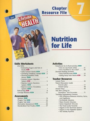 Holt Lifetime Health Chapter 7 Resource File: Nutrition for Life: Holt ...