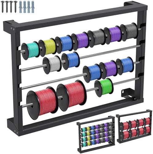 Amazon.com: SELEWARE Heavy Duty Wall-Mounted Wire Spool Rack – Cable ...