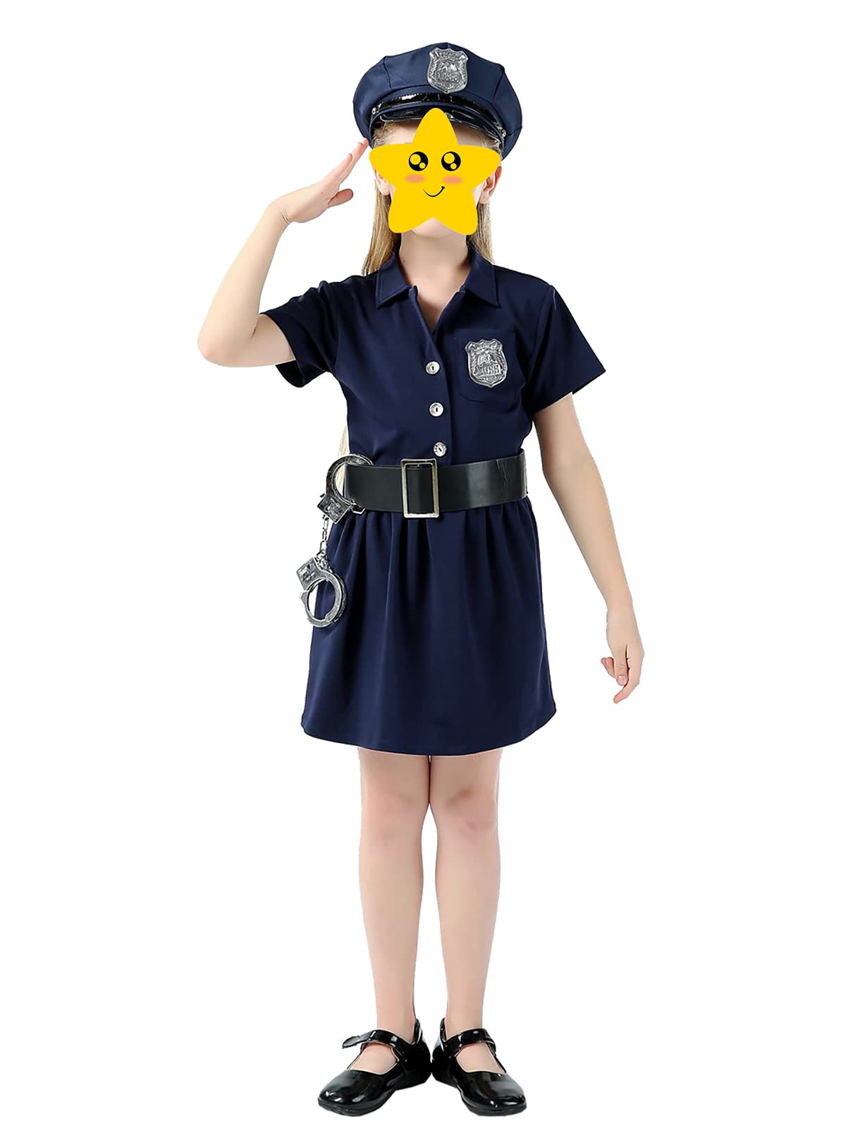 Buy AmzBarley Girls Officer Costume Halloween Cosplay Cothes Kids ...