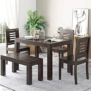 SARSWATI FURNITURE Solid Sheesham Wood Dining Table 4 Seater | Dinning Table with 4 Chairs for ...