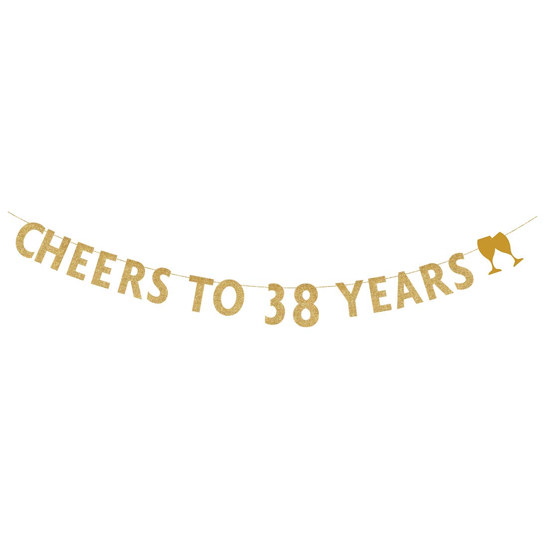 Amazon.com: MAGJUCHE Gold glitter Cheers to 38 years banner,38th ...