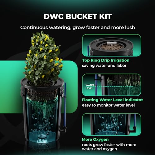 Mars Hydro DWC Hydroponics Grow System 5 Gallon Deep Water Culture with ...