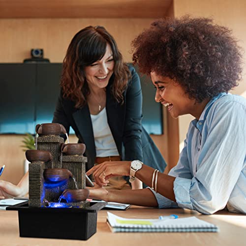 Indoor Fountains and Waterfalls from 5-Tiered Pots-12”H Tabletop Water ...