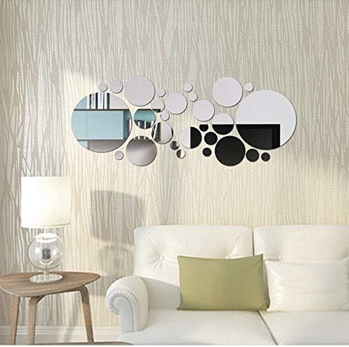 JTOOYS Mirror Wall Stickers, 30Pcs Round Removable 3D Mirror Wall ...