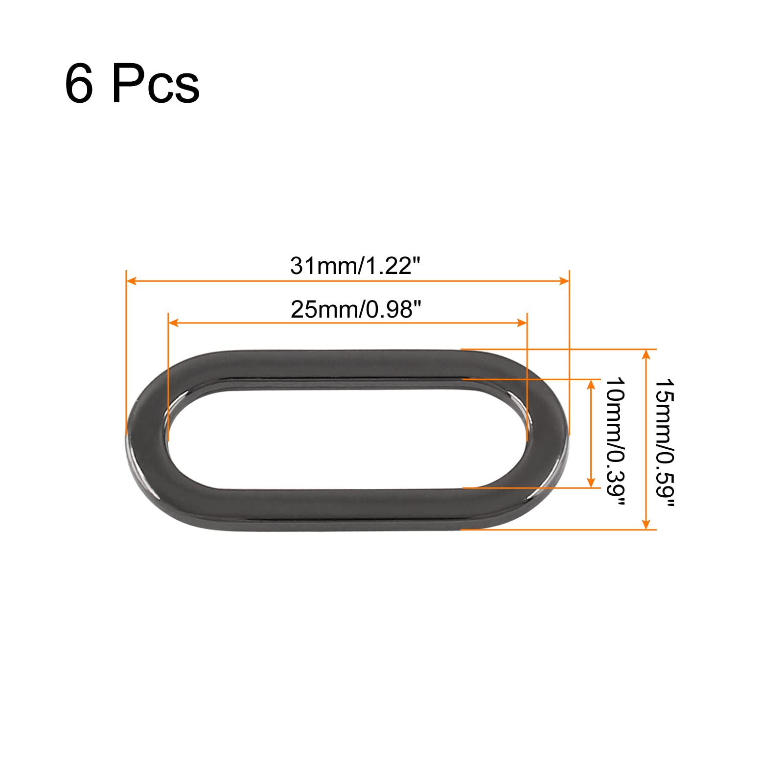 Snapklik.com : Unlorspy 6 Pcs Metal Oval Rings Buckles 1 Inch /25mm ...