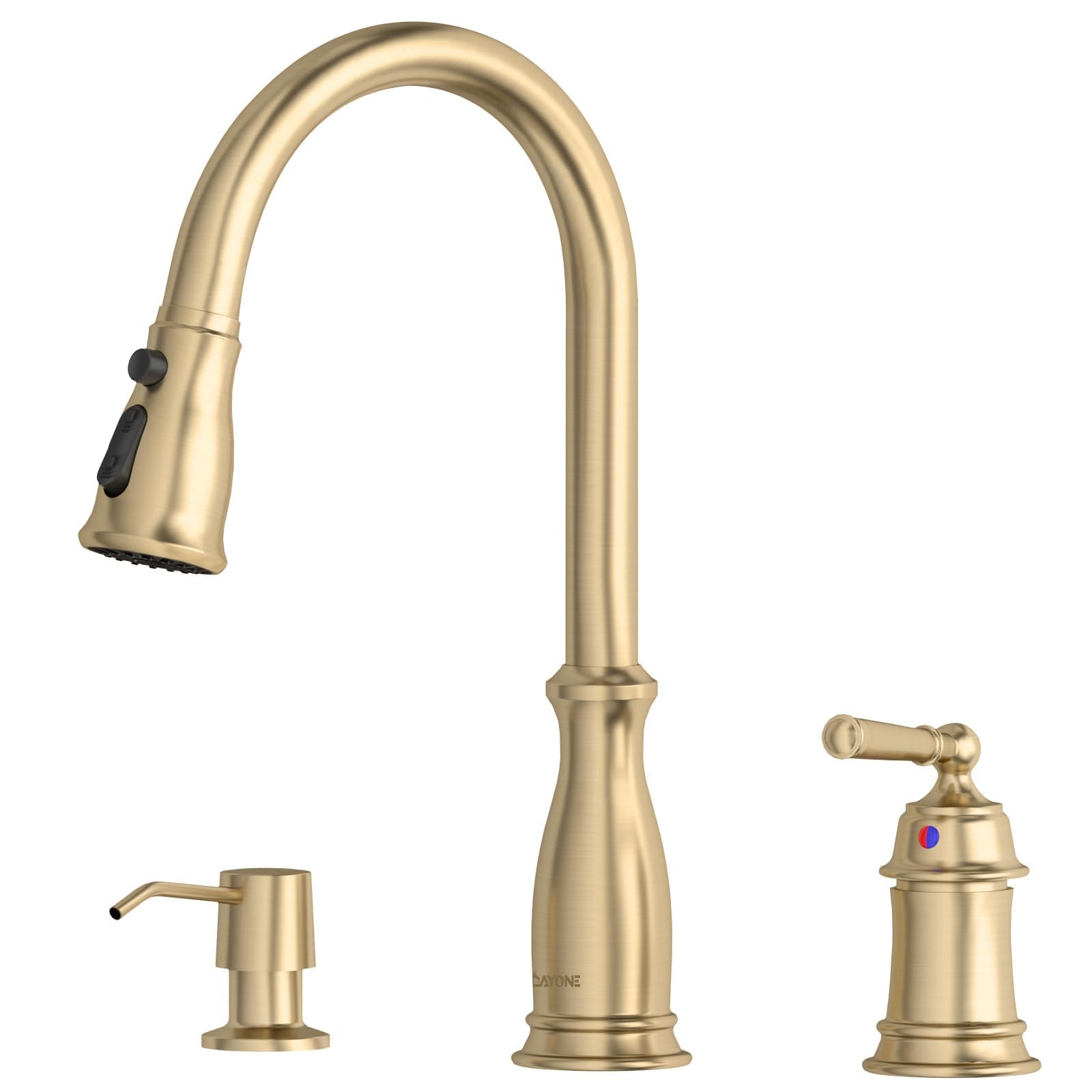 DAYONE Gold Kitchen Sink Faucets with Soap Dispenser and Separate ...