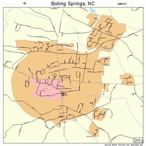 Amazon.com: Large Street & Road Map of Boiling Springs, North Carolina ...