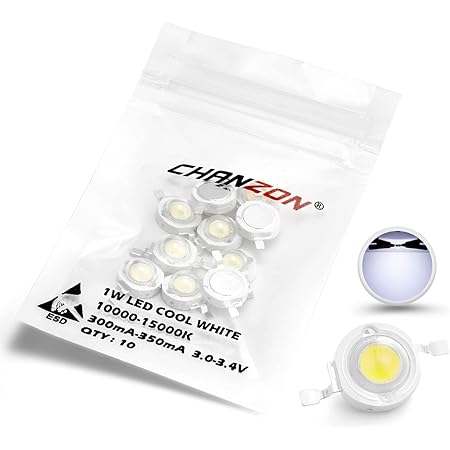 CHANZON 10 pcs High Power Led Chip 5W White (6000K - 6500K / 600mA ...
