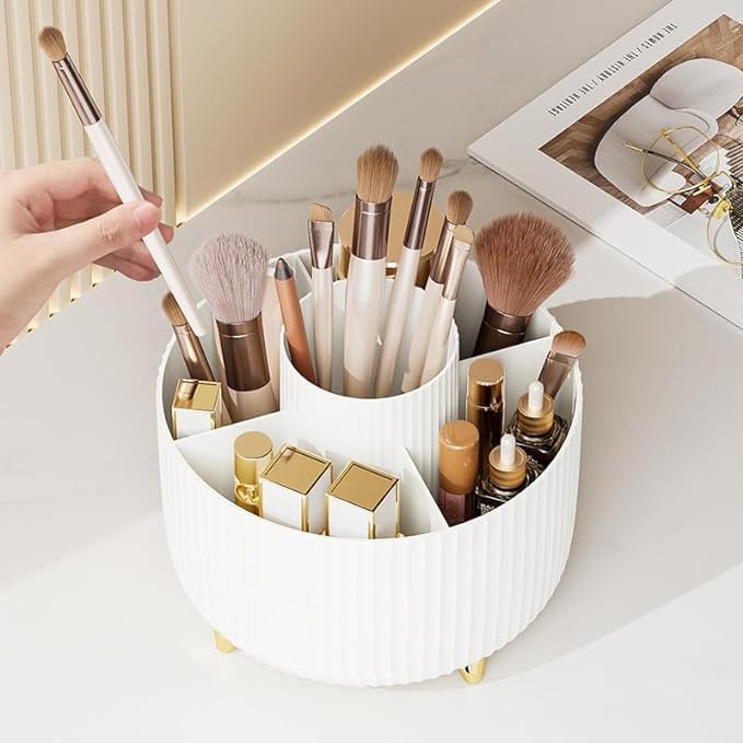 Makeup Organiser Brush Holder 360 Rotating with 5 Slots Which, Spinning ...