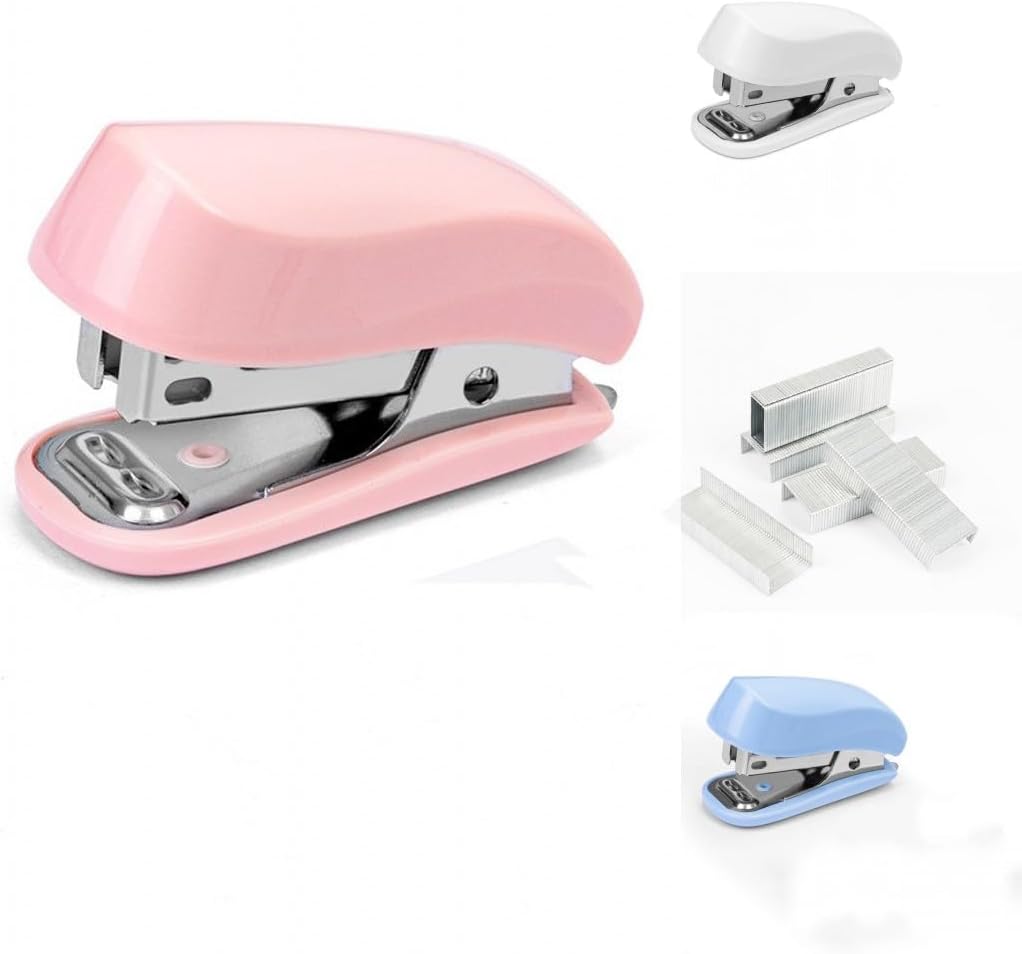 Amazon.com : Pink Color Mini Stapler with Staples,Small Cute Stapler ...