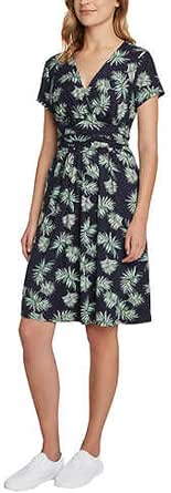 Matty M Women Dress Wrap Short Sleeves Stretch Soft Knee Length, Navy ...