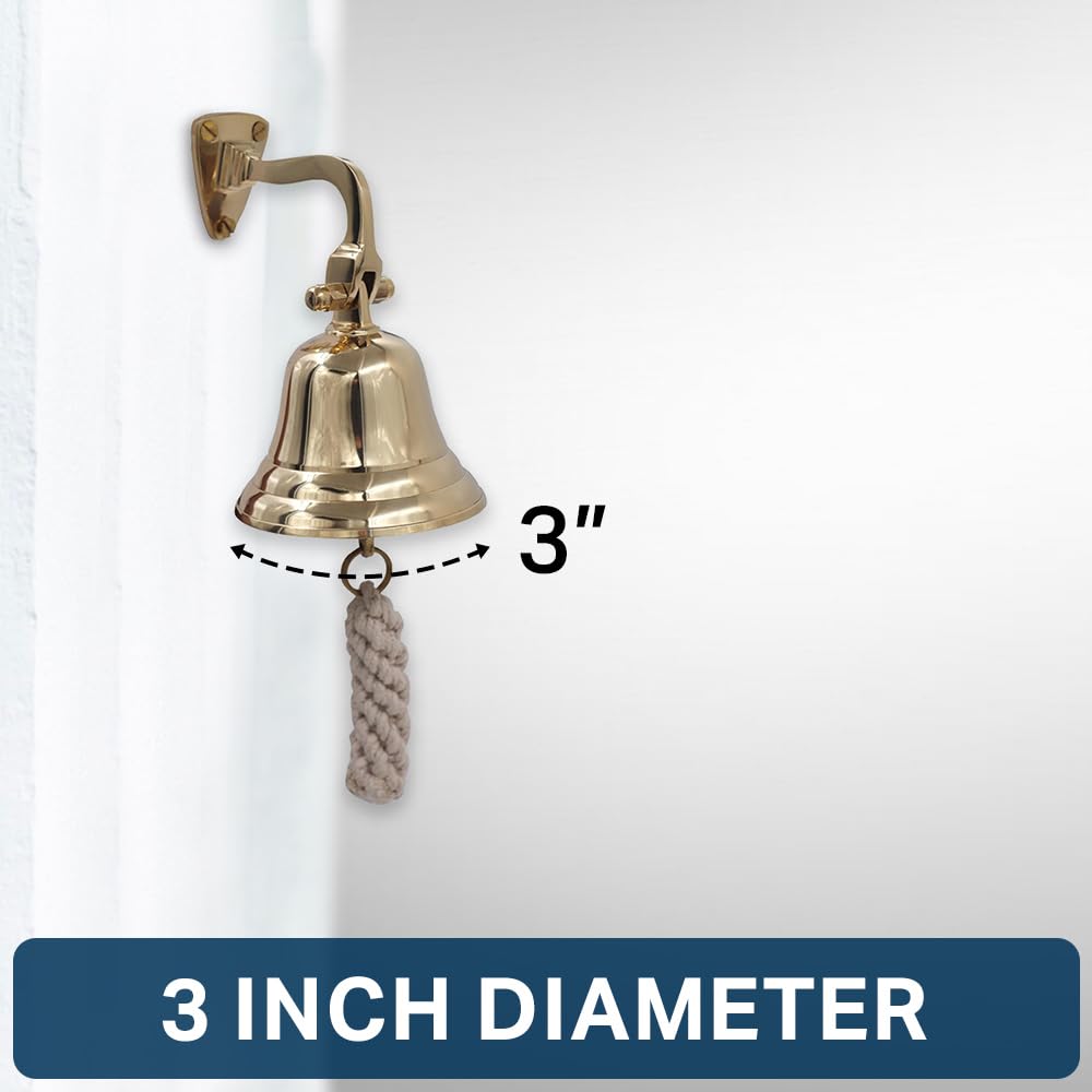 Snapklik.com : 3" Solid Brass Bell Quality Marine Wall Mounted Ship ...