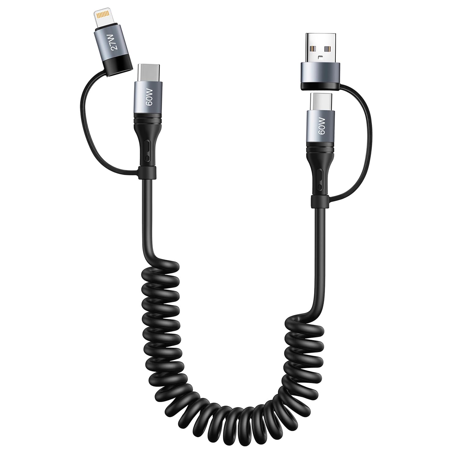 Amazon.com: Miger Coiled Lightning Cable 4 in 1 4FT Multi Charging ...