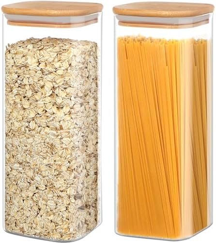 Amazon.com: YUEYEE Glass Containers with Lid,Glass Spaghetti Storage ...