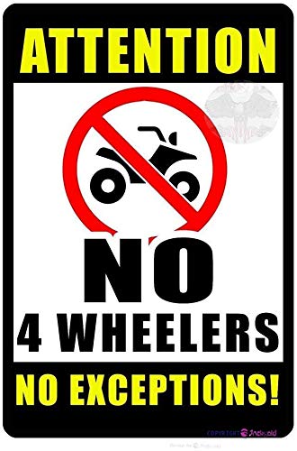 TSOSK Street Sign Warning Plaque New Wall Decor No 4 Wheelers Sign Hi ...