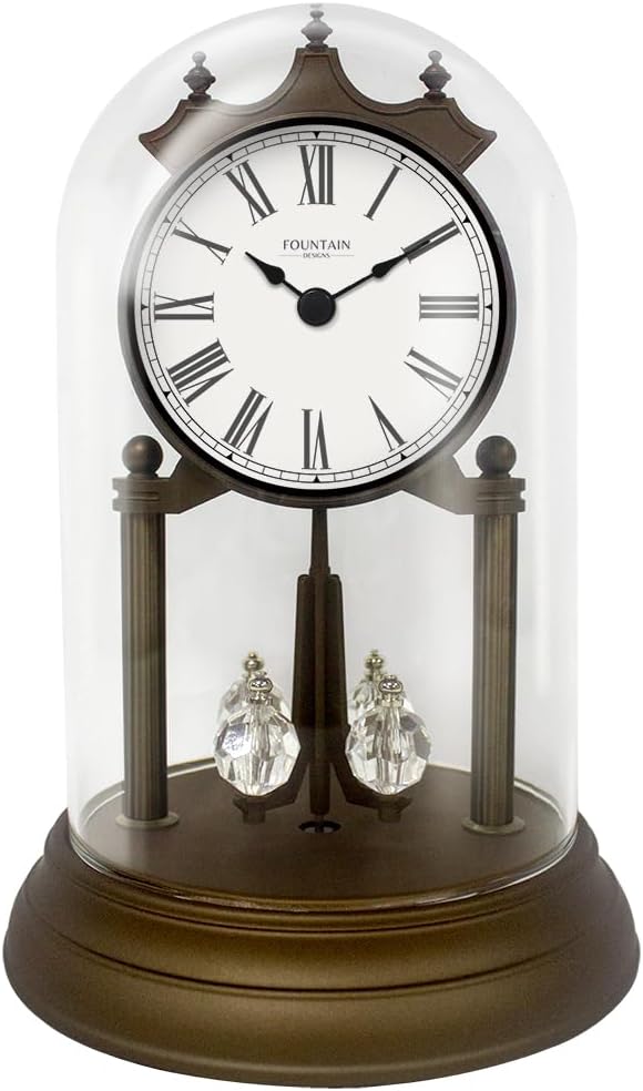 FOUNTAIN DESIGNS 9" Genevieve I Mantel Clock with Revolving Pendulum ...