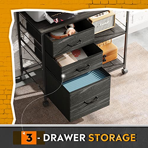 Snapklik.com : DEVAISE 3 Drawer Mobile File Cabinet, Rolling Printer Stand