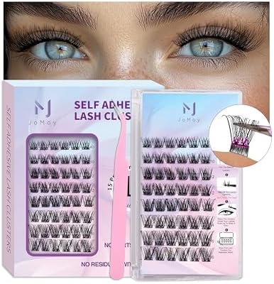Amazon.com: LASHVIEW Self Adhesive Eyelashes, D Curl Press On Lash ...