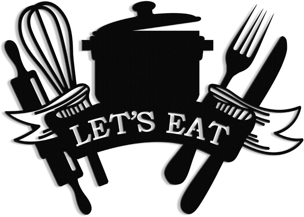 Amazon.com: XORT Kitchen Metal Sign, Metal Kitchen Wall Art, Let's Eat ...