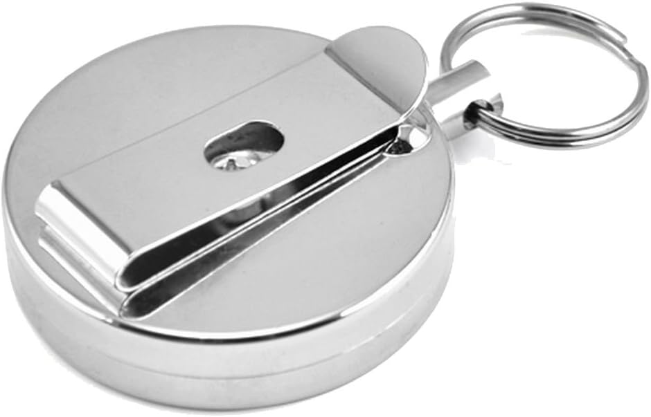 Keyring Chrome Heavy Duty Recoil 100cm Retractable New : Amazon.co.uk ...
