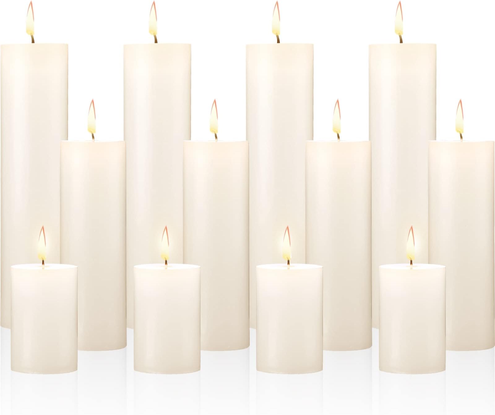 Amazon.com: Nuogo 12 pcs Ivory Pillar Candles Dripless Unscented ...