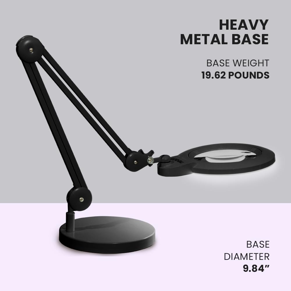 Electric Magnifying Lamp Weighted Base Desktop 3/12 Diopter LED