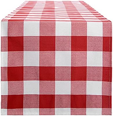 Amazon.com: Red and White Gingham Table Runner 72 Inch - Cotton ...