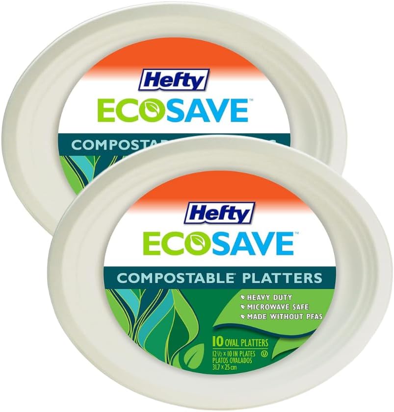 Amazon.com: Hefty EcoSave Disposable Oval Platters, Made from Plant ...