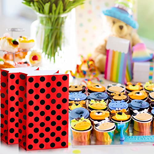 28 Pack Ladybug Party Bags Ladybug Treat Paper Bags Red Black Polka ...